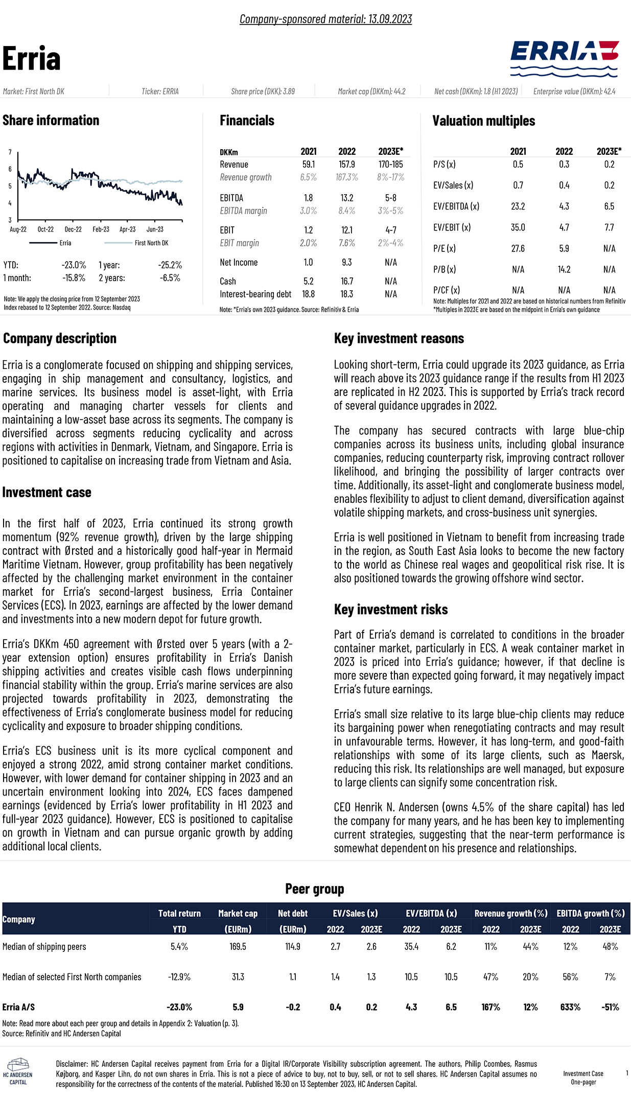 Investment case (One Pager) – Erria Denmark
